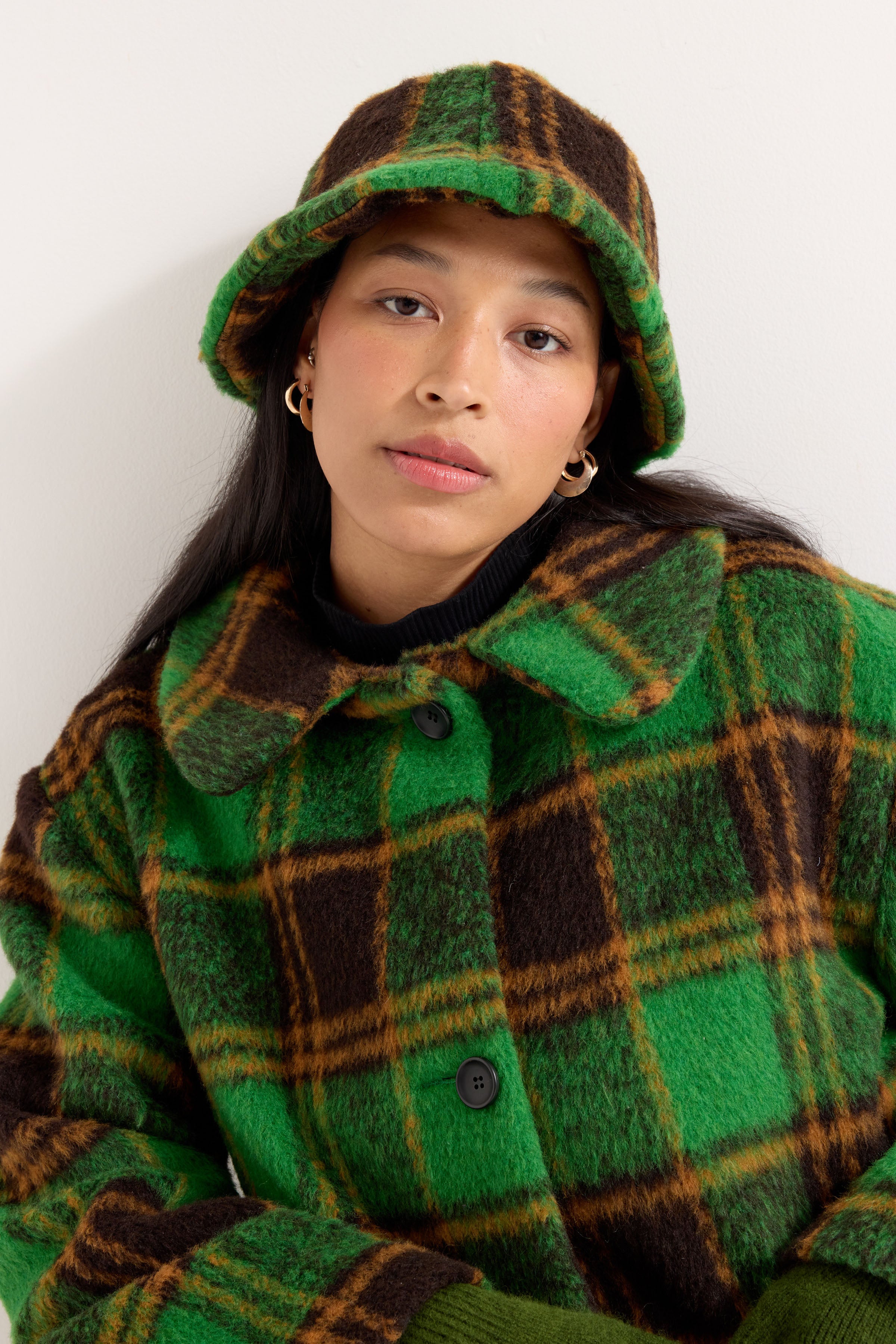 Kuwaii Winter Petal Hat - Emerald Tartan